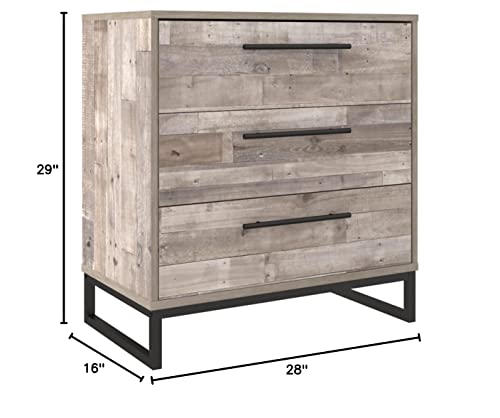 Signature Design by Ashley Neilsville Industrial 3 Drawer Chest of Drawers, Whitewash