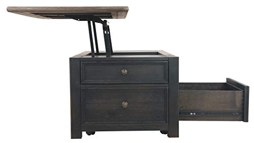 Signature Design by Ashley Tyler Creek Rustic Farmhouse Lift Top Coffee Table with Drawers, Brown & Black