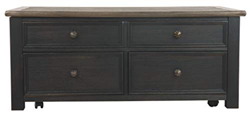 Signature Design by Ashley Tyler Creek Rustic Farmhouse Lift Top Coffee Table with Drawers, Brown & Black
