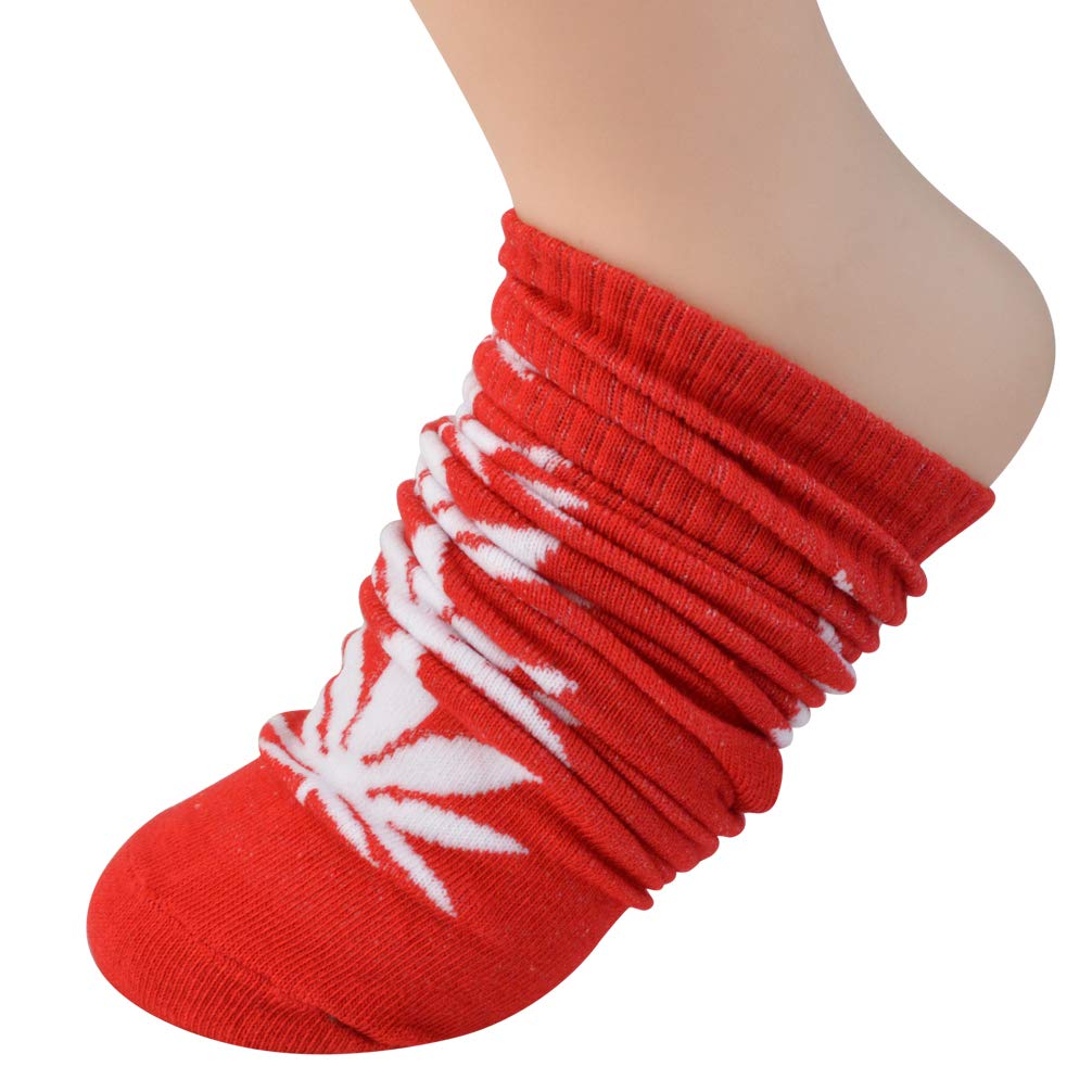 Lystaii 5 Pairs Weed Leaf Printed Cotton Socks Unisex Maple Leaf Printed Socks (Multicolor, Large)