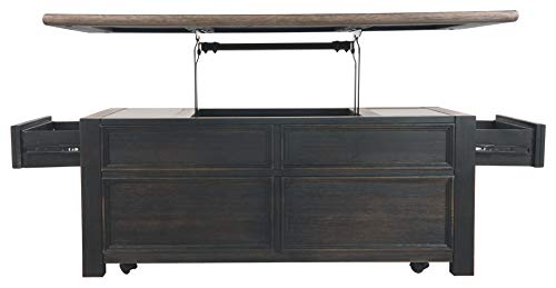 Signature Design by Ashley Tyler Creek Rustic Farmhouse Lift Top Coffee Table with Drawers, Brown & Black