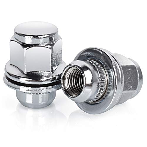 PUENGSI 24Pcs 12mmx1.5 Wheel Lug Nuts, Mag Seat Chrome M12x1.5 Lug Nuts, 1.46" Tall 13/16”Hex Closed End Lug Nuts with Washer Compatible for Toyota Camry Sienna Lexus Vehicles