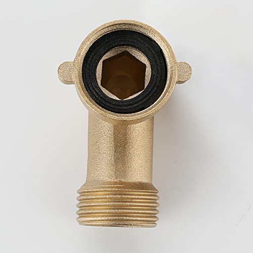 Garden Hose Elbow Connector 90 Degree Brass Hose Elbow Hose Adapter 3/4" Elbow- Eliminates Stress and Strain On RV Water Intake Hose Fittings,FHT x 3/4" MHT (1, 90)