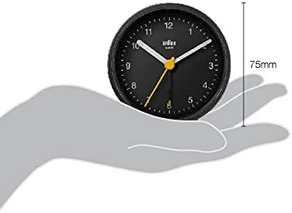 Braun Classic Mixed Black Analogue Alarm Clock Home Gift Bundle with Snooze and Light, Quiet Quartz Movement, Crescendo Beep Alarm in Black, Model BC12B, BC02XB (2 Pack)