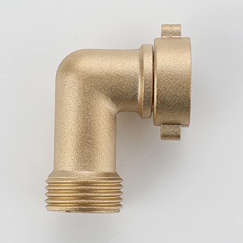 Garden Hose Elbow Connector 90 Degree Brass Hose Elbow Hose Adapter 3/4" Elbow- Eliminates Stress and Strain On RV Water Intake Hose Fittings,FHT x 3/4" MHT (1, 90)