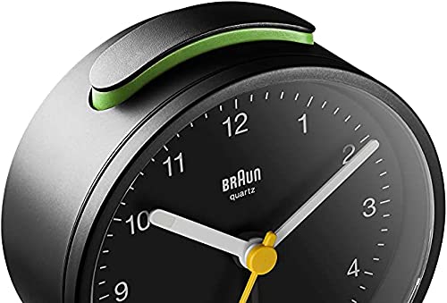 Braun Classic Mixed Black Analogue Alarm Clock Home Gift Bundle with Snooze and Light, Quiet Quartz Movement, Crescendo Beep Alarm in Black, Model BC12B, BC02XB (2 Pack)