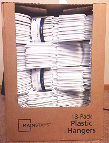 Lot 100 Mainstays Plastic Tubular Slotted White Adult Clothing Clothes Hangers
