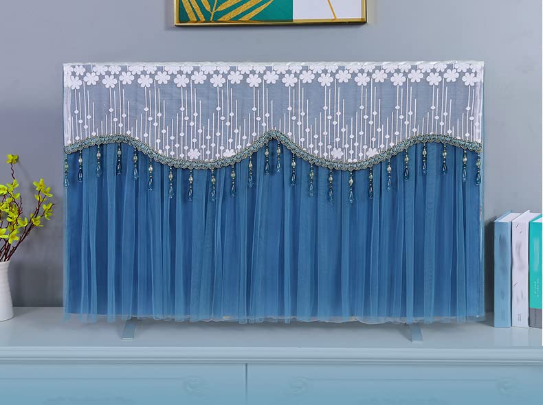 YIJIAFEIFEI Indoor LCD TV Dust Cover with Openable Front Flap, Soft Lace TV Display Covers, Blue Tv Covers for Curved/Flat TV(Size:40 inch)