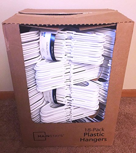 Lot 100 Mainstays Plastic Tubular Slotted White Adult Clothing Clothes Hangers
