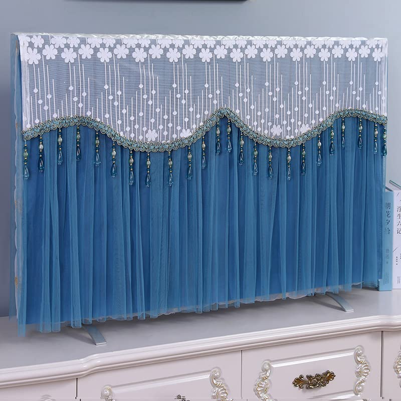 YIJIAFEIFEI Indoor LCD TV Dust Cover with Openable Front Flap, Soft Lace TV Display Covers, Blue Tv Covers for Curved/Flat TV(Size:40 inch)