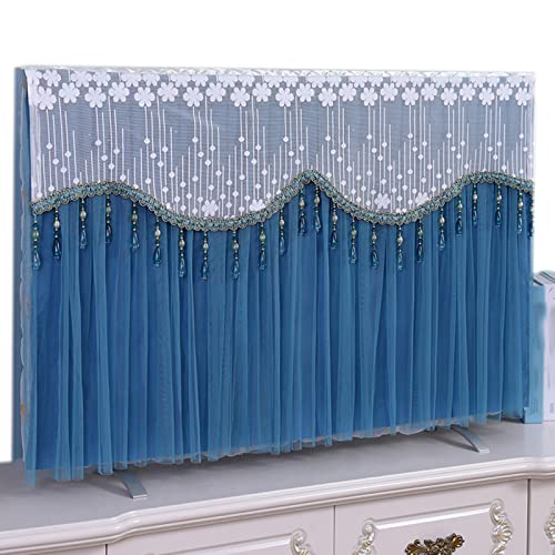 YIJIAFEIFEI Indoor LCD TV Dust Cover with Openable Front Flap, Soft Lace TV Display Covers, Blue Tv Covers for Curved/Flat TV(Size:40 inch)