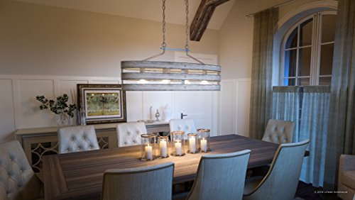 Urban Ambiance Luxury Modern Farmhouse Chandelier, Large Size: 17" H x 38.5" W, with Rustic Style Elements, Galvanized Steel Finish, UHP2477 from The Adelaide Collection