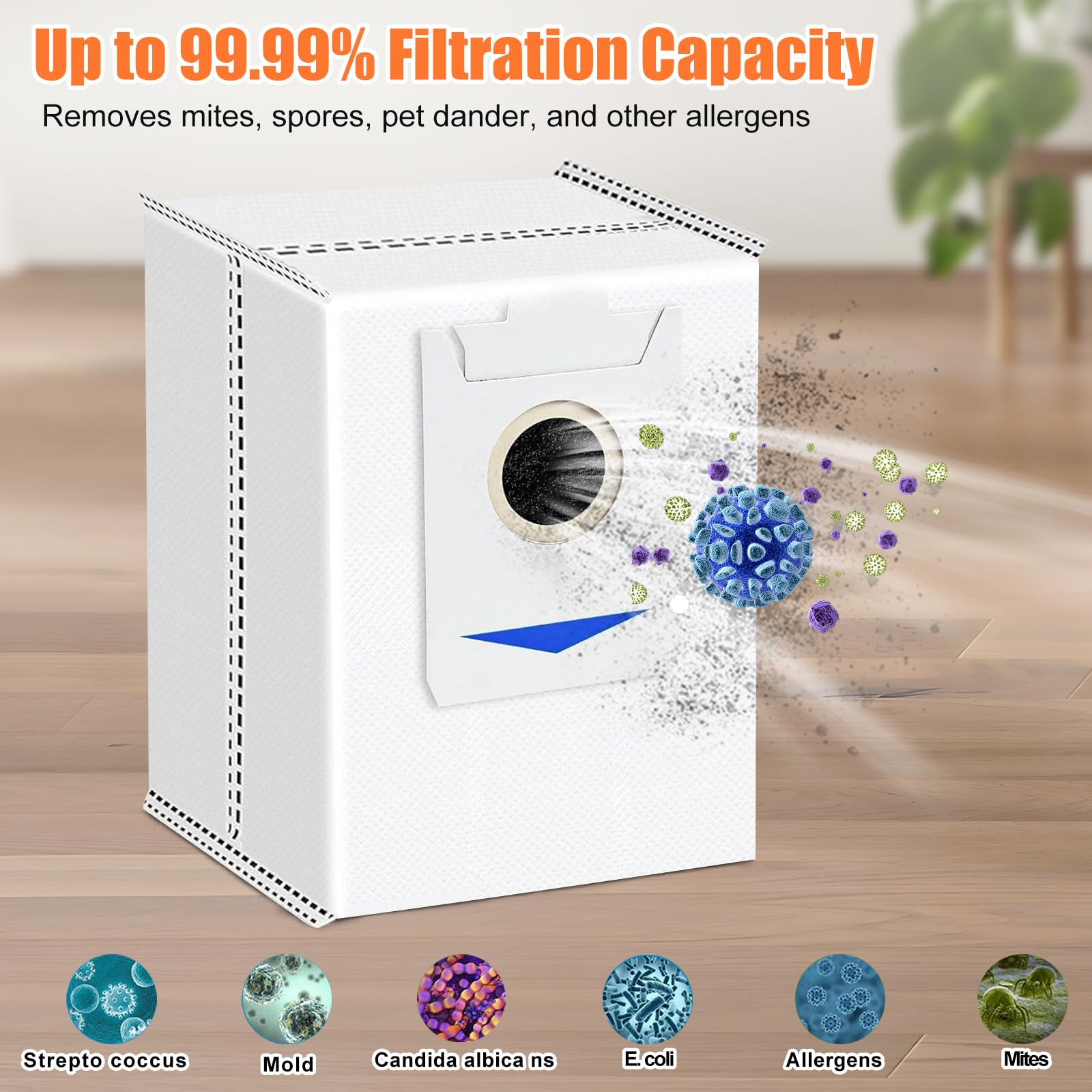6 Pcs Replacement Dust Bags for ECOVACS DEEBOT X2 Omni / X2 / X2 Pro / DEX86/ X5 Pro/X5 Omni Vacuum Cleaner Bag Spare Parts, 3L Large Capacity, Part No.DDB030025