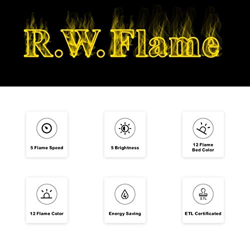 R.W.FLAME Electric Fireplace 50 inch Recessed and Wall Mounted,The Thinnest FireplaceLow Noise , Fit for 2 x 4 and 2 x 6 Stud, Remote Control with Timer,Touch Screen,Adjustable Flame Colors and Speed