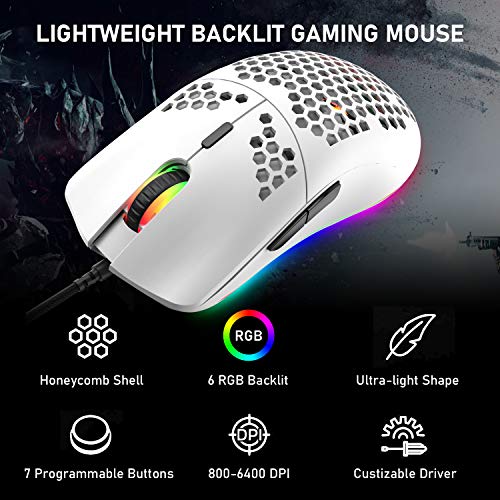 60% Mechanical Gaming Keyboard and Mouse and Mouse pad and Gaming Headset,4 in 1 Wired 68 Keys LED RGB Backlight Bundle for PC Gamers,Xbox,PS4 Users (White/Red Switch)