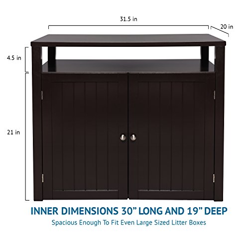 Arf Pets Cat Litter Box Enclosure, Large Cat House Furniture with Table, Designed to Fit Large Litter Boxes