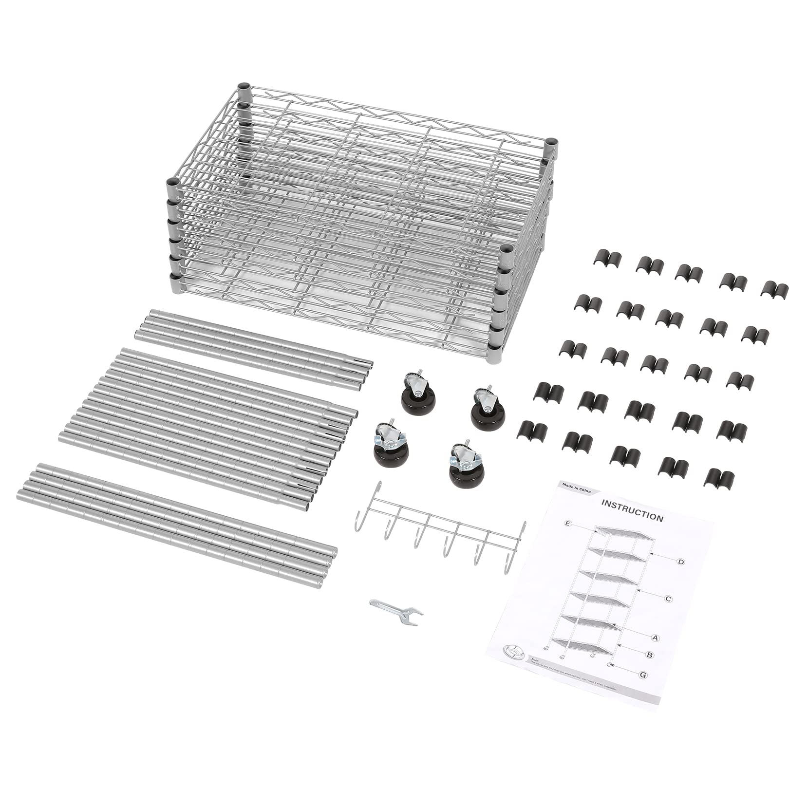 Homdox 6 Tier Wire Shelving Unit on Wheels, Storage Shelves for Garage Kitchen Living Room, Heavy Duty Shelving Rack, 21.26 x 11.42 x 72.05 inch (L x W x H)