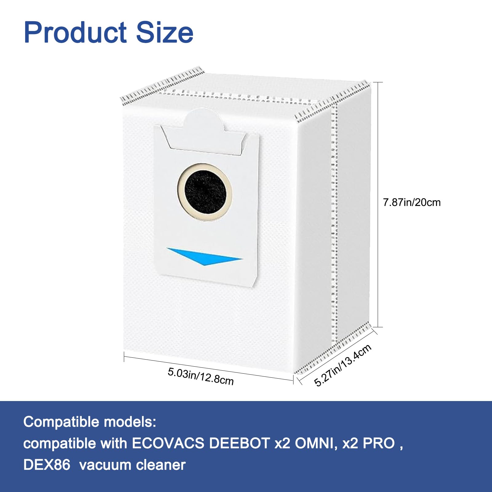 10 Pack Dust Bags Compatible with Ecovacs Deebot X2 Omni/ X2 Omni COMPLETE/ T30S Robot Vacuum, Vacuum Cleaner parts
