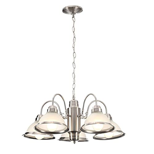 Hampton Bay Lighting, Hampton Bay Halophane 5Light Frosted Glass Shade Brushed Nickel Finish Chandelier, 44115