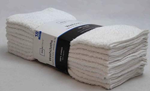 Mainstay New 18 Terry White Washcloths Cotton 11 X 11 Thin Wash Rags Wash Cloths