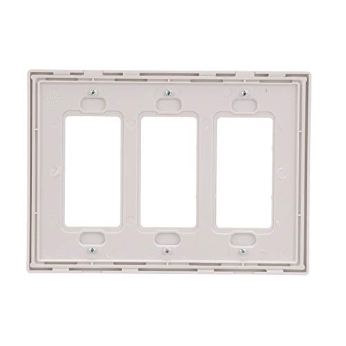 EATON PJS263W Arrow Hart Pjs263 Decorative Screw Less Wall Plate, 3 Gang, 4-1/2 in L X 6.37 in W X 0.08 in T, White