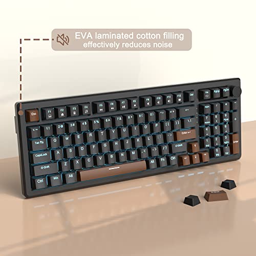 MageGee 98 Keys Mechanical Gaming Keyboard, Brown Switch, 96% Compact Layout LED Blue Backlit Wired Keyboard with Numpad Arrow Keys, for PC Laptop, for Game and Office, Black