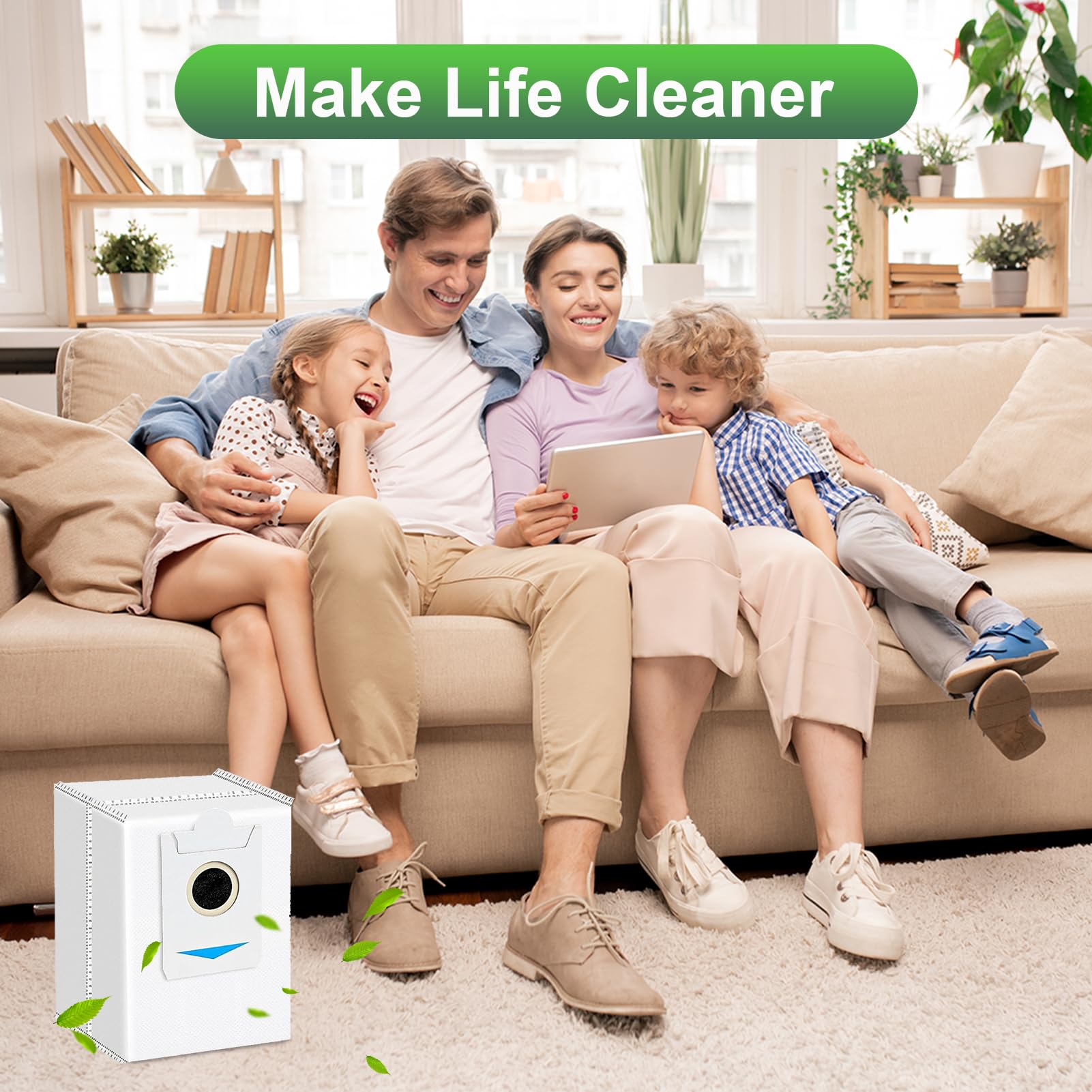 10 Pack Dust Bags Compatible with Ecovacs Deebot X2 Omni/ X2 Omni COMPLETE/ T30S Robot Vacuum, Vacuum Cleaner parts
