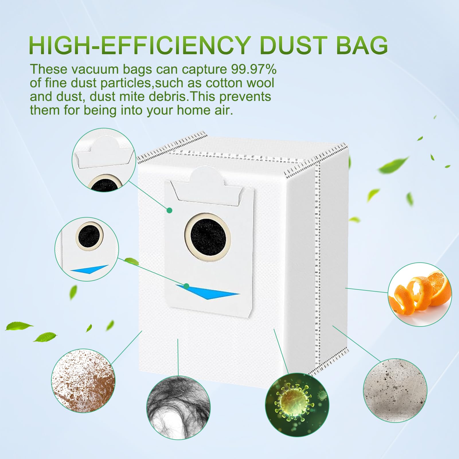 10 Pack Dust Bags Compatible with Ecovacs Deebot X2 Omni/ X2 Omni COMPLETE/ T30S Robot Vacuum, Vacuum Cleaner parts