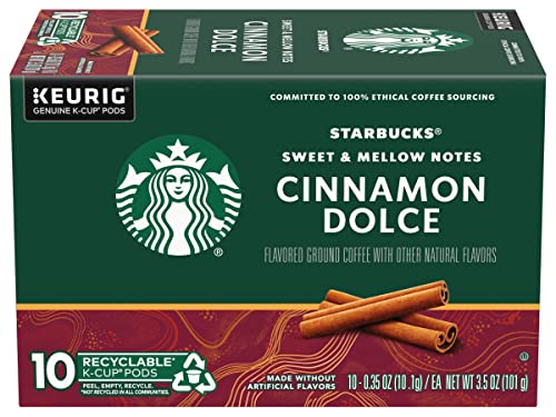 Starbucks Flavored Coffee K-Cup Pods, Cinnamon Dolce Flavored Coffee, No Artificial Flavors, Keurig Genuine K-Cup Pods, 10 CT K-Cups/Box (Pack of 3 Boxes)