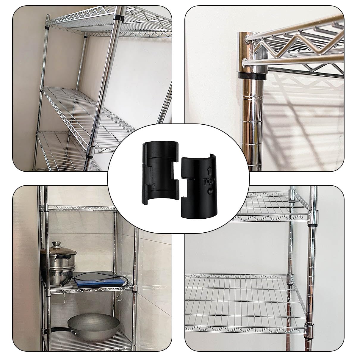 50 Pack Plastic Wire Shelving Shelf Lock Clips Black Post Shelving Split Sleeves for 1" Diameter Shelving Sleeves Replacements