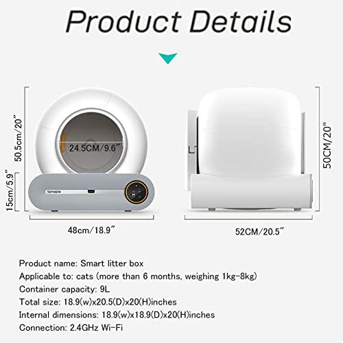 Cat Litter Box Self Cleaning, Automatic Cat Litter Cleaning Robot - Large 65L Space & Odor Removal - APP Control- for Multiple Cats