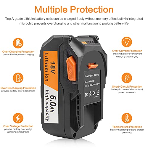 Fancy Buying 18V 6.0Ah/6000mAh Lithium Ion Replacement Battery Compatible with for RIDGID R840083 R840085 R840086 R840087 R840089 AC840085 AC840086 AC840087P AC840089 Series Drill Battery (2 Pack)
