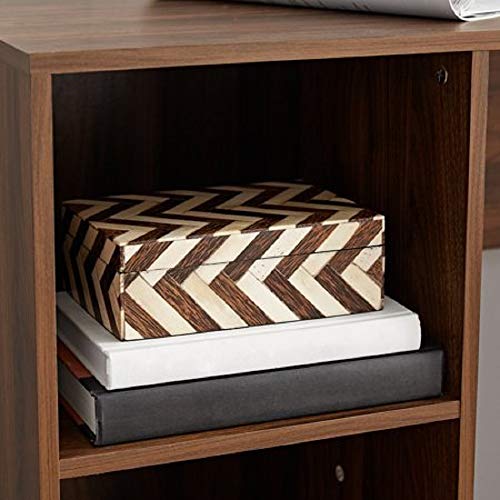 Mainstays Student Desk - Home Office Bedroom Furniture Indoor Desk - Easy Glide Accessory Drawer (Desk Only, Rodeo Oak) (6 Cube Computer Desk, Dark Walnut)