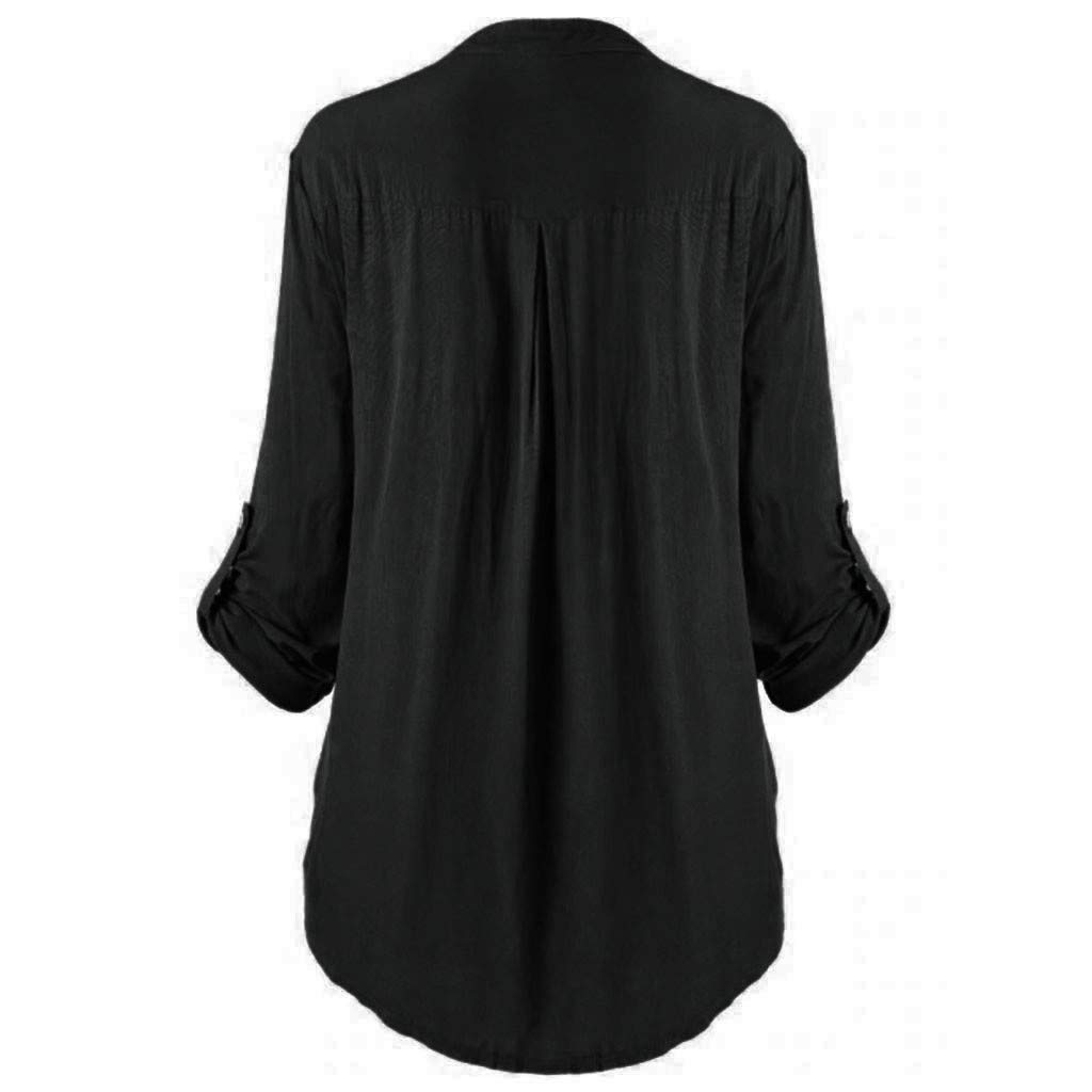 LFEOOST Flower Lace Tops for Women Casual Summer Long Sleeve Button V Neck Shirts Plus Size Loose T-Shirt Blouses