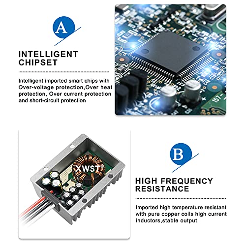 XWST DC 12V 24V Step Down to 5V 40A 200W Converter Voltage Reducer, 5Volt regulator Waterproof DC/DC Buck Transformer Power Supply