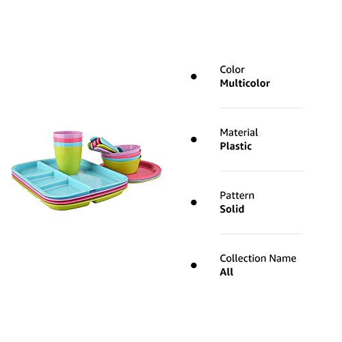 24 pc Kids Dinner Set by Mainstays, BPA free, Microwave/dishwasher safe, toddler snack/meals, mixed colors