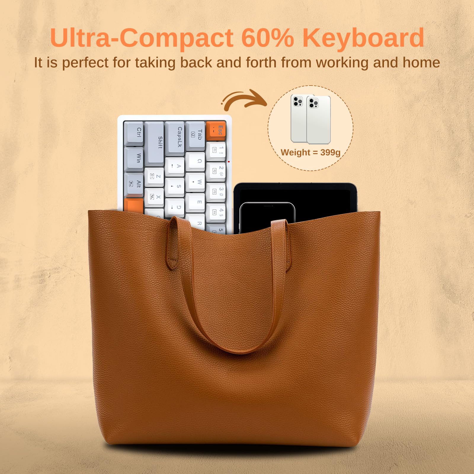 60% Keyboard Mechanical, Mini Wired Gaming Keyboard Compact 60 Percent Keyboard, RGB Backlit Hot-Swappable Red Switch Fully Programmable for Windows Laptop PC Mac,K642WGO White-Gray