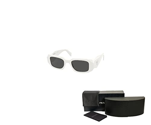 Prada PR17WS 1425S0 49MM Talc/Dark Grey Rectangle Sunglasses for Women + BUNDLE With Designer iWear Complimentary Eyewear Kit