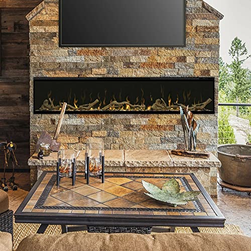 Dimplex IgniteXL 60 inch Built-in Linear Electric Fireplace with Driftwood and River Rock Accessories - Black, XLF60 & LF74DWS-KIT