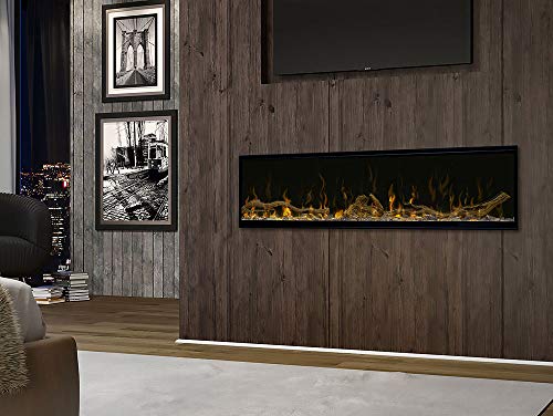 Dimplex IgniteXL 60 inch Built-in Linear Electric Fireplace with Driftwood and River Rock Accessories - Black, XLF60 & LF74DWS-KIT