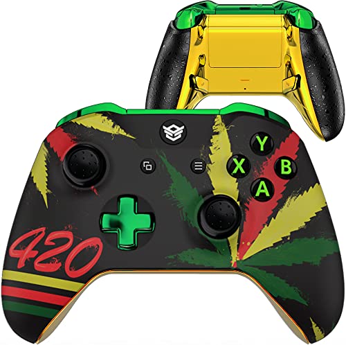HEXGAMING BLADE Wireless Controller for Xbox Series X & S, for Xbox One, and for Windows 7/8/10-2 Remappable Back Buttons - Triggers Stop - Interchangeable Thumbsticks - Weeds Gold Labeled