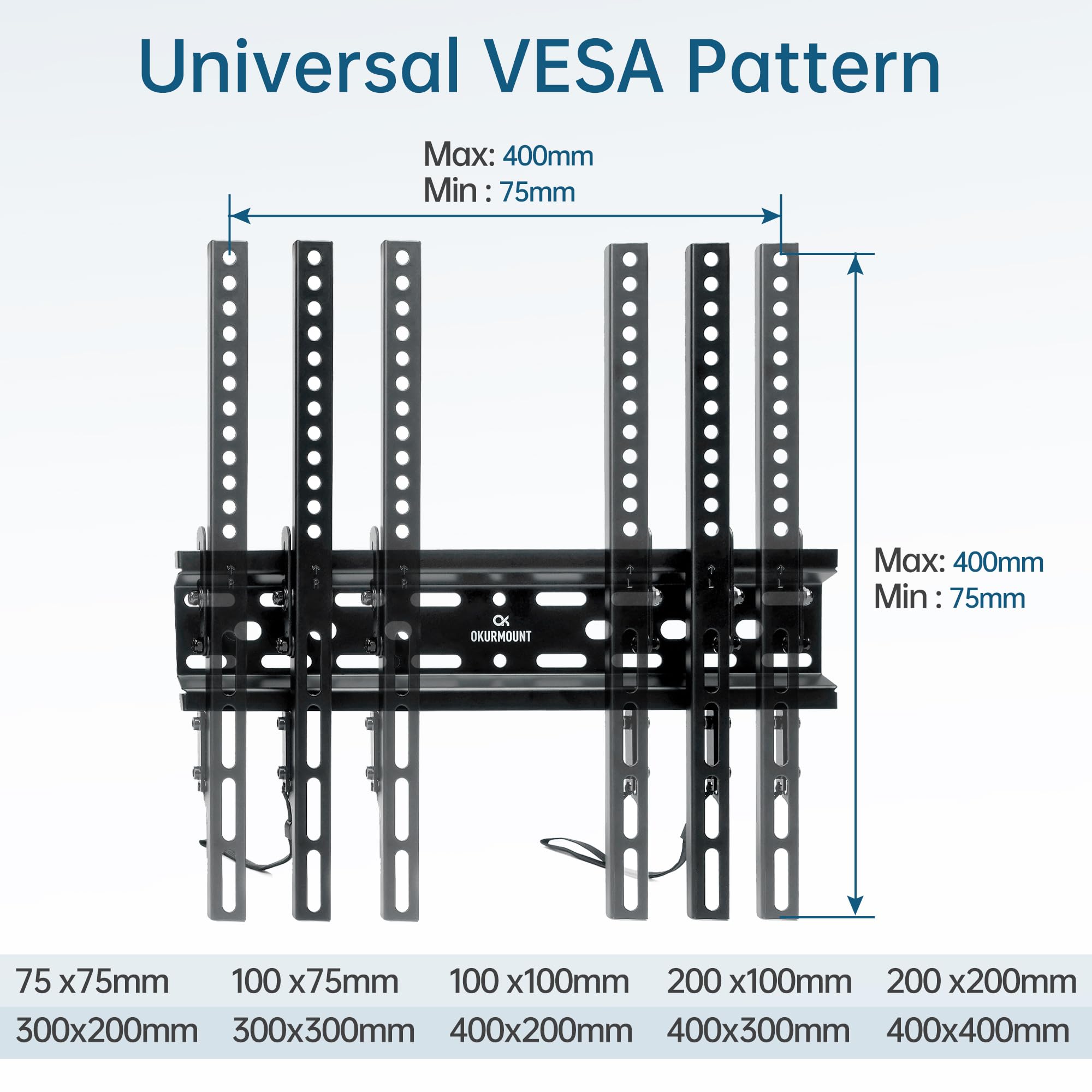 OKURMOUNT TV Wall Mounts, TV Mount 65 Inch, Tilting TV Mounting Bracket Adjustable for 32-65 Inch TV Wall Mount with Quick Release Lock, Low Profile Wall Mount TV Bracket Max VESA 400x400mm, 115lbs