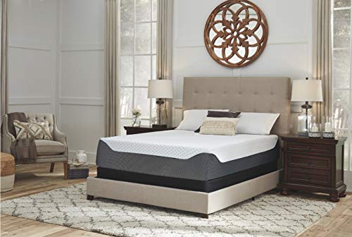 Signature Design by Ashley 14 Inch Elite Plush Mattress, Green Tea & Charcoal Infused Gel Memory Foam, Queen
