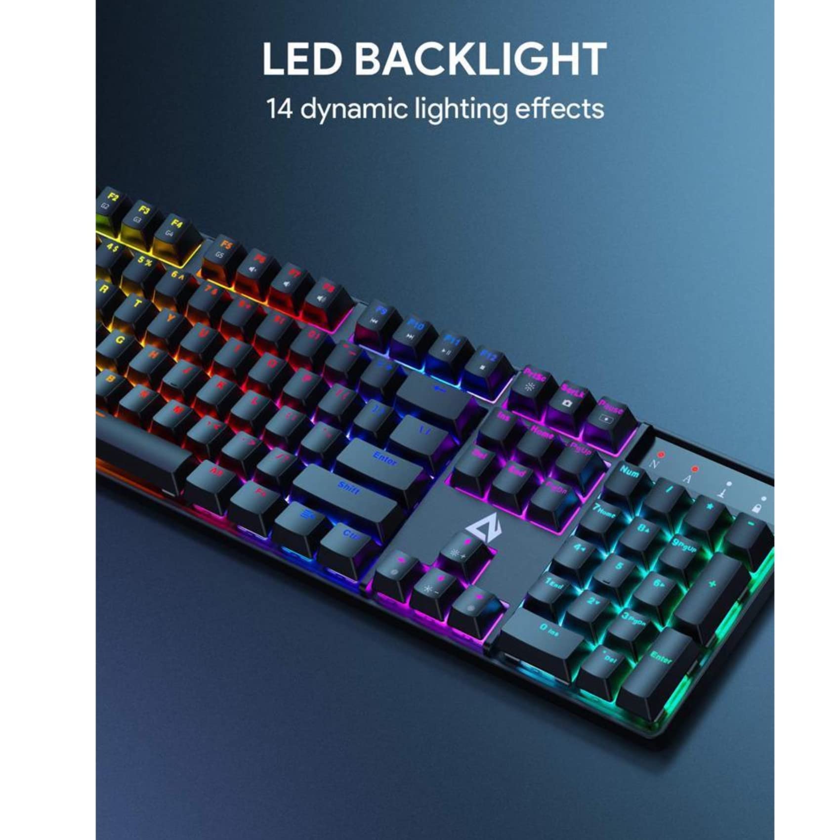 Mechanical Gaming Keyboard with Clicky Blue Switches & LED Backlight, 104-Key Anti-Ghosting Wired Mechanical Keyboard with Macro Recording & Ergonomic Design for PC and Laptop KM-G16