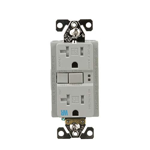Eaton GFCI Self-Test 20A -125V Tamper & Weather Resistant Duplex Receptacle with Standard Size Wallplate, Gray