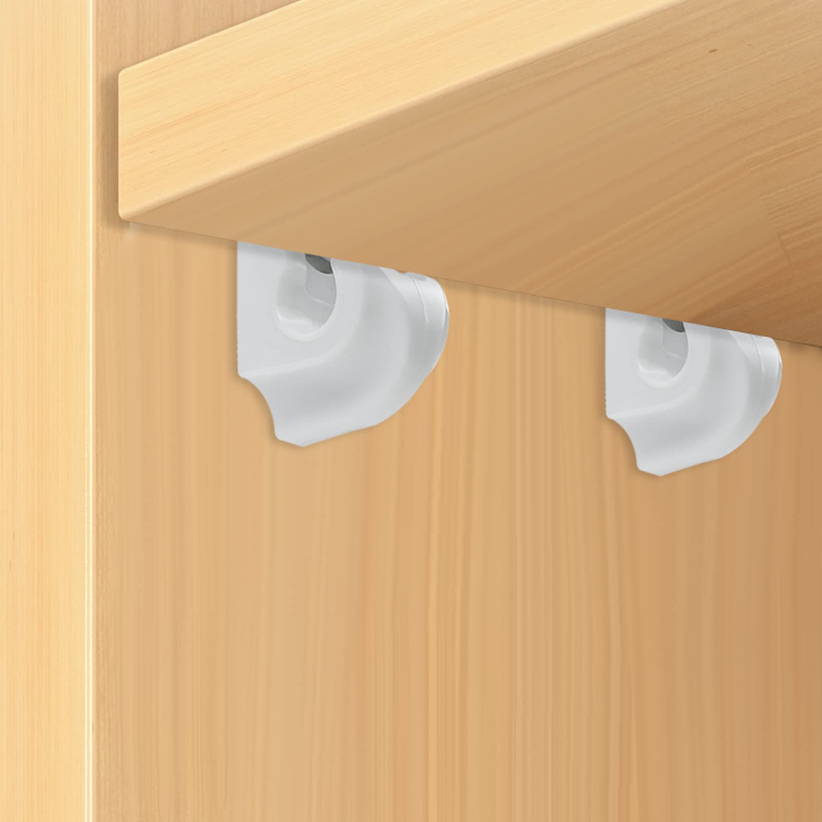 48 Pack White Down Wall Clip Closet Shelves Clips Wire Shelf Loop Clips Plastic Heavy Duty Wire Shelf Brackets Included Clips Screws and Expansion Tubes for Wire Closet Shelving