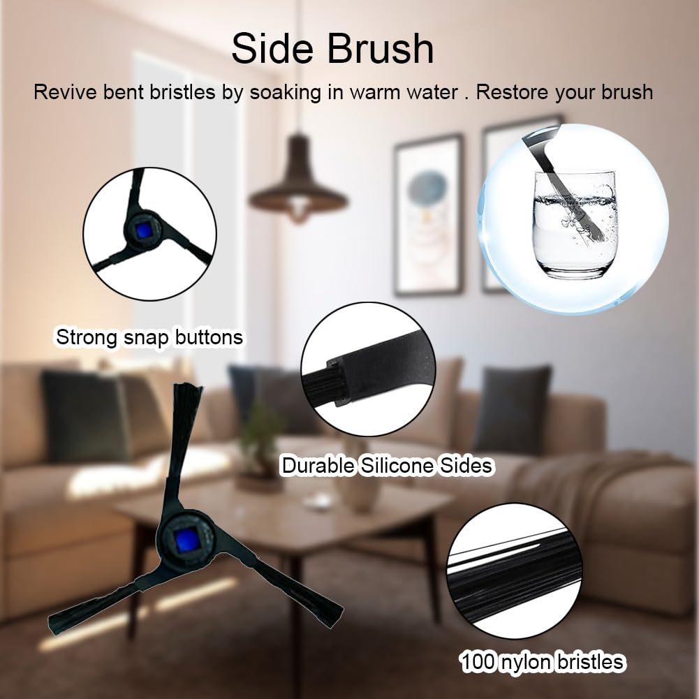 Replacement Parts Accessories for ECOVACS DEEBOT X2 Omni Vacuum Cleaner, Include 4 Side Brushes, 4 Filter, 4 Dust Bags, 4 Mop Pads