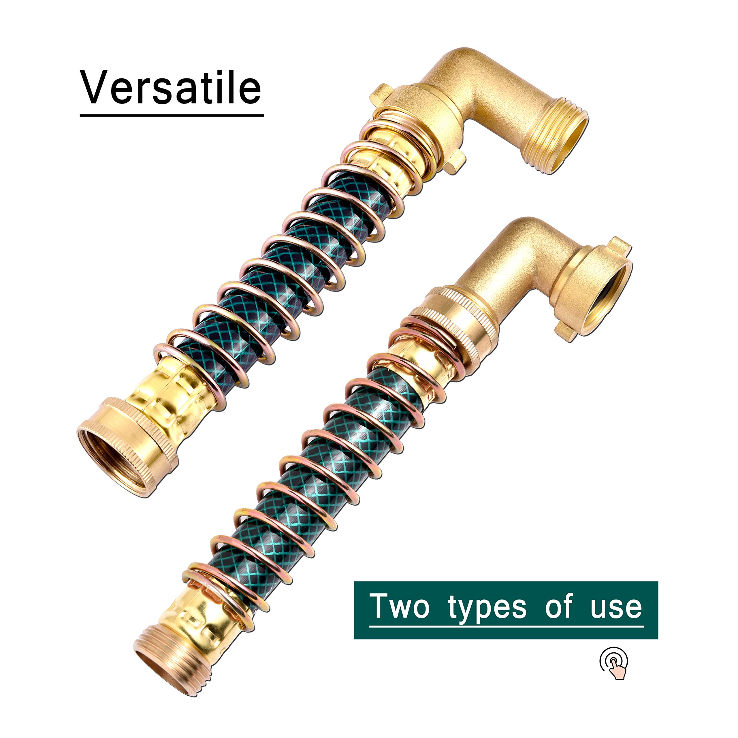 Garden Hose Extension Adapter Spring Hose Kink Protector and 90 Degree Brass Hose Elbow Connector