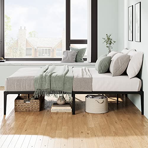 Alkmaar Queen Size Bed Frame, 14 Inch Black Metal Queen Bed Frame, No Box Spring Needed, Noise Free, Queen Size Platform Bed Frame