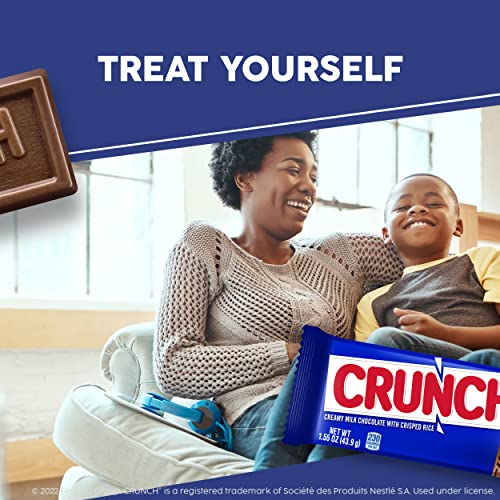 CRUNCH Milk Chocolate and Crisped Rice, Full Size Individually Wrapped Candy Bars, Easter Basket Stuffers, 1.55 oz each